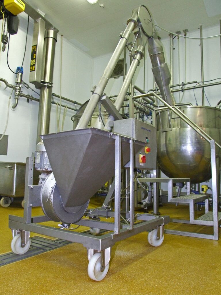 Aero Mechanical Conveyor Loads Gelatin Powder for Pork Pie Maker ...